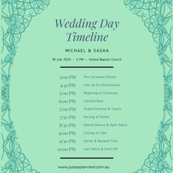 Your FREE Wedding Day Run sheet - Just As Planned Weddings